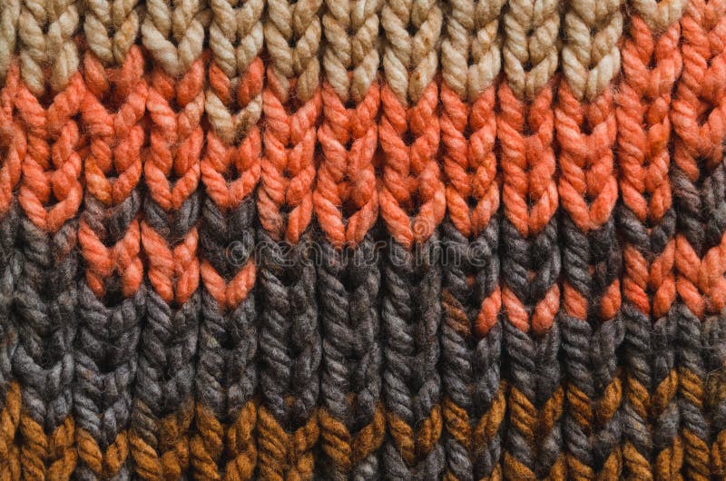 Knitted Fabric from Colored Wool Yarn, Texture Stock Image - Image of ...