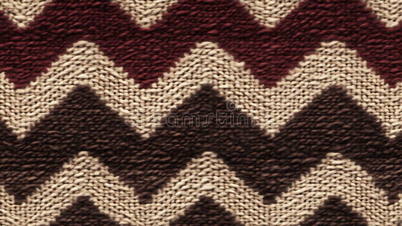 Knitted Fabric with Zigzag Pattern in Brown Beige and Maroon Stock ...