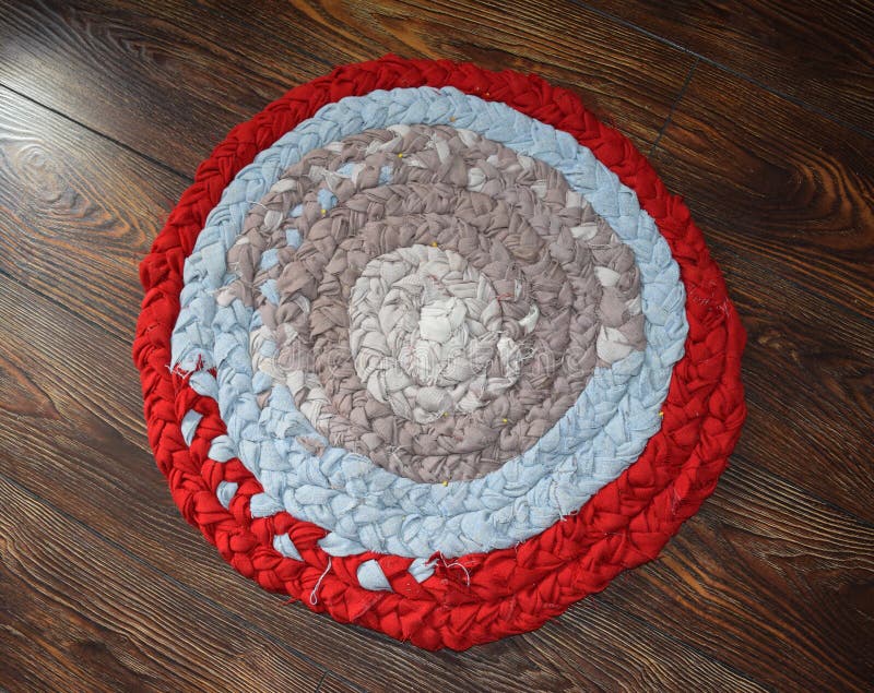 Knitted Floor Mat on the Floor. Stock Image - Image of lines, carpet ...