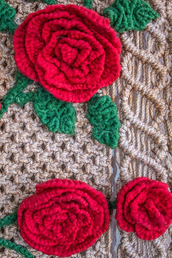 Knitted Flowers. Handmade Threads Stock Image - Image of threads, idea ...