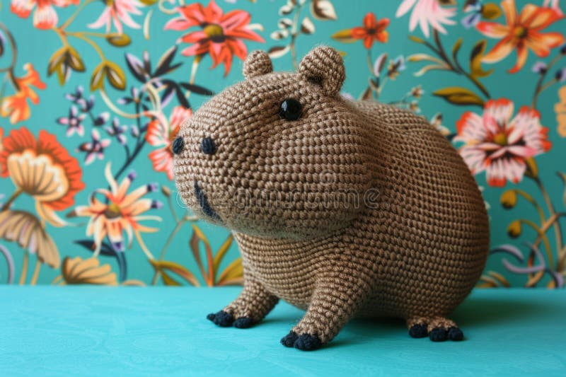 Knitted Funny Capybara from Wool Threads Stock Image - Image of rodent ...