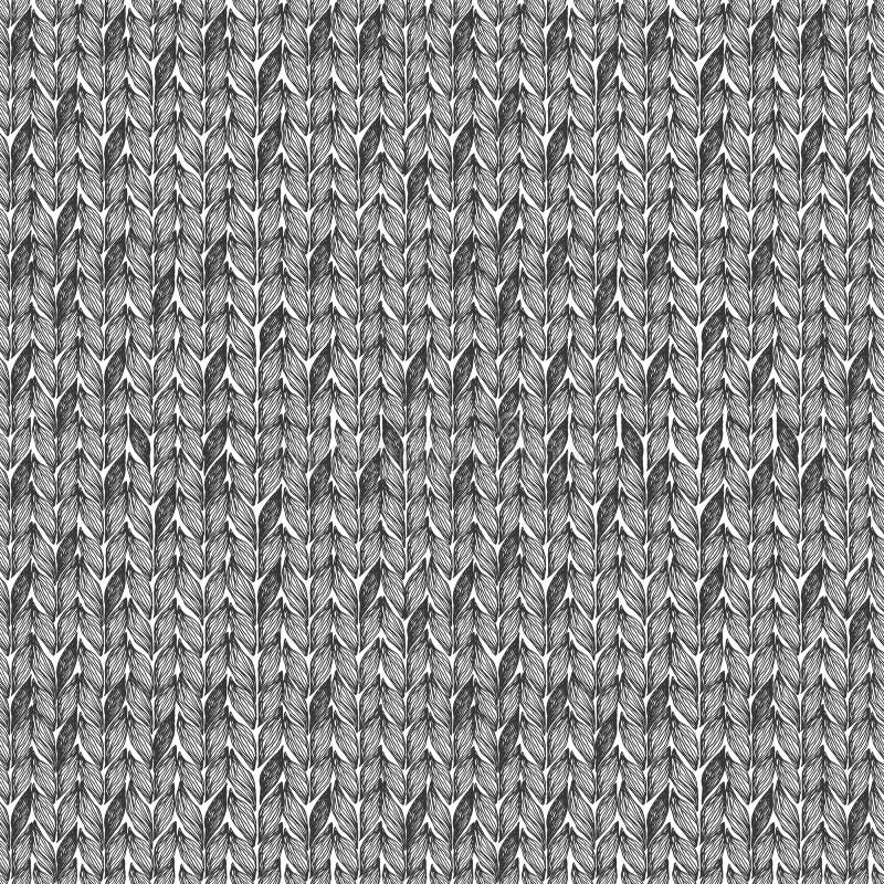 Knitted Hand Drawn Seamless Pattern Stock Vector - Illustration of hand ...