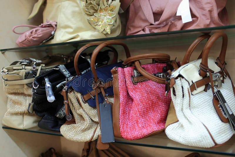 Purses and Handbags on Display Stock Photo - Image of accessory, brown ...