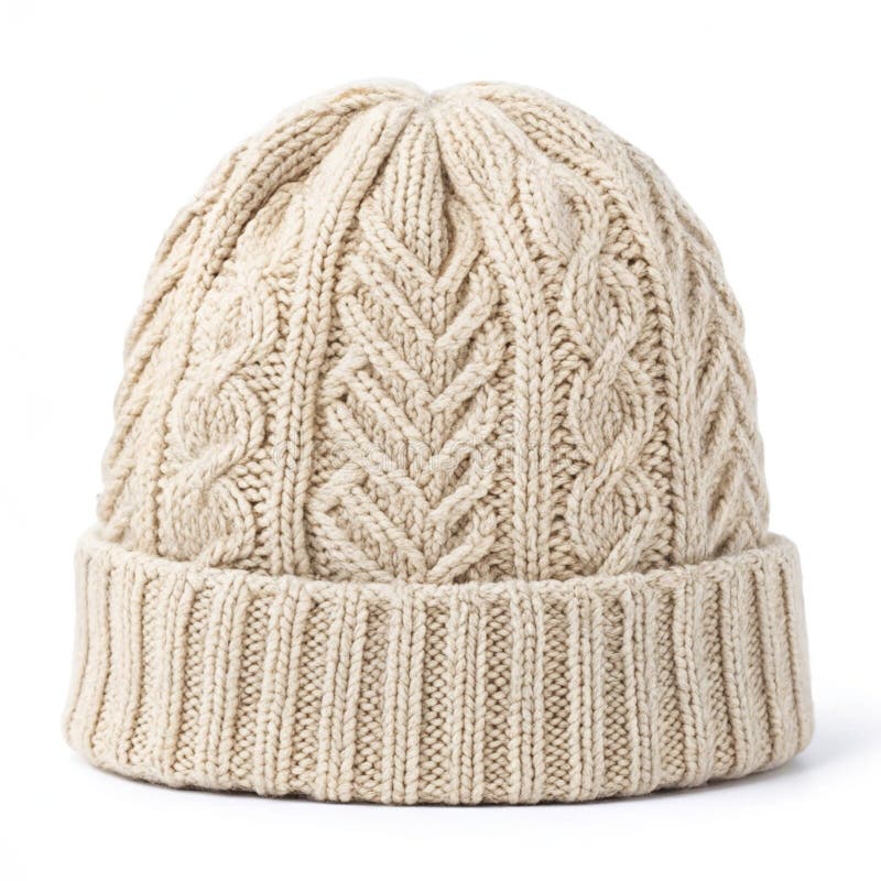 Knitted Hat Front View Isolated on White Background Stock Illustration ...