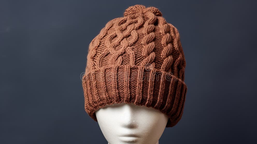 A Knitted Hat with Intricate Cable Patterns Stock Illustration ...