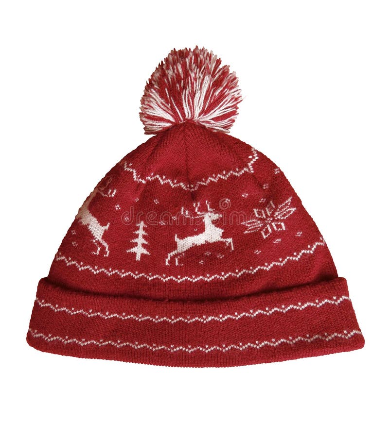 Knitted hat - red stock photo. Image of snow, background - 138187580