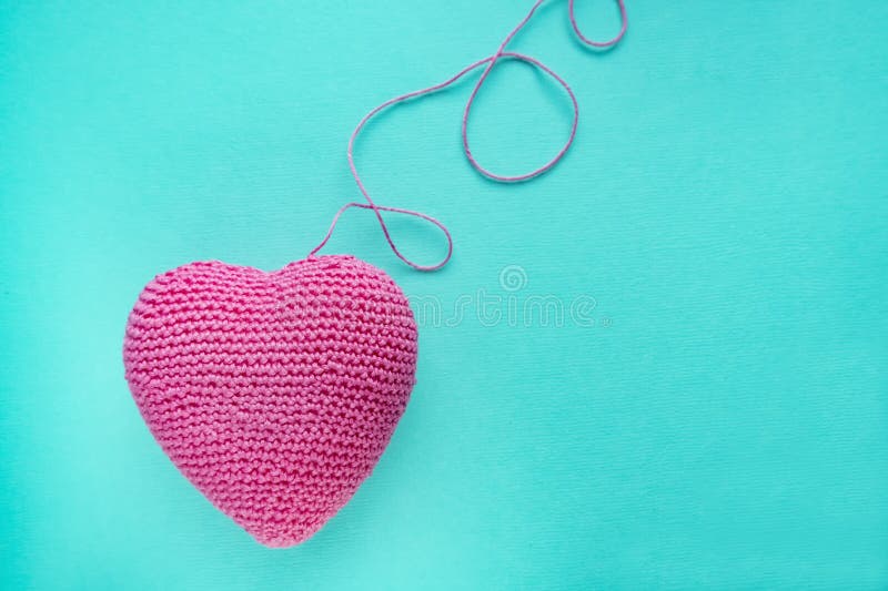 Knitted Heart Shape Symbol Made from Wool. Stock Photo - Image of ball ...