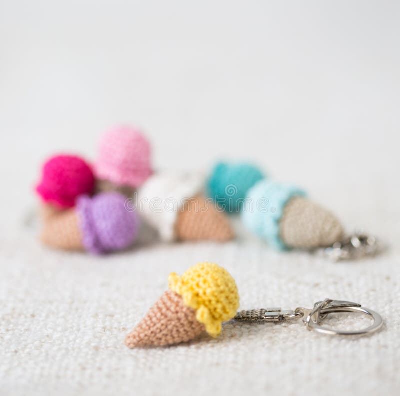 Knitted Ice Cream Keychains Stock Image - Image of idea, craft: 176933123