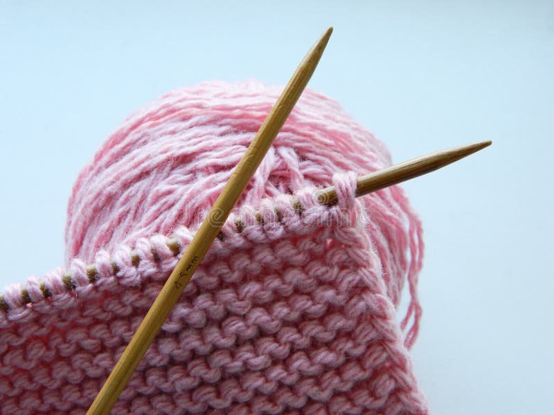 Knitted Knitting with Knitting Needles. Stock Photo - Image of loop ...