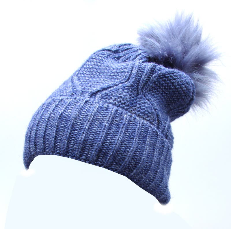 Knitted Light Blue Hat Isolated on White Background.hat with Blue ...