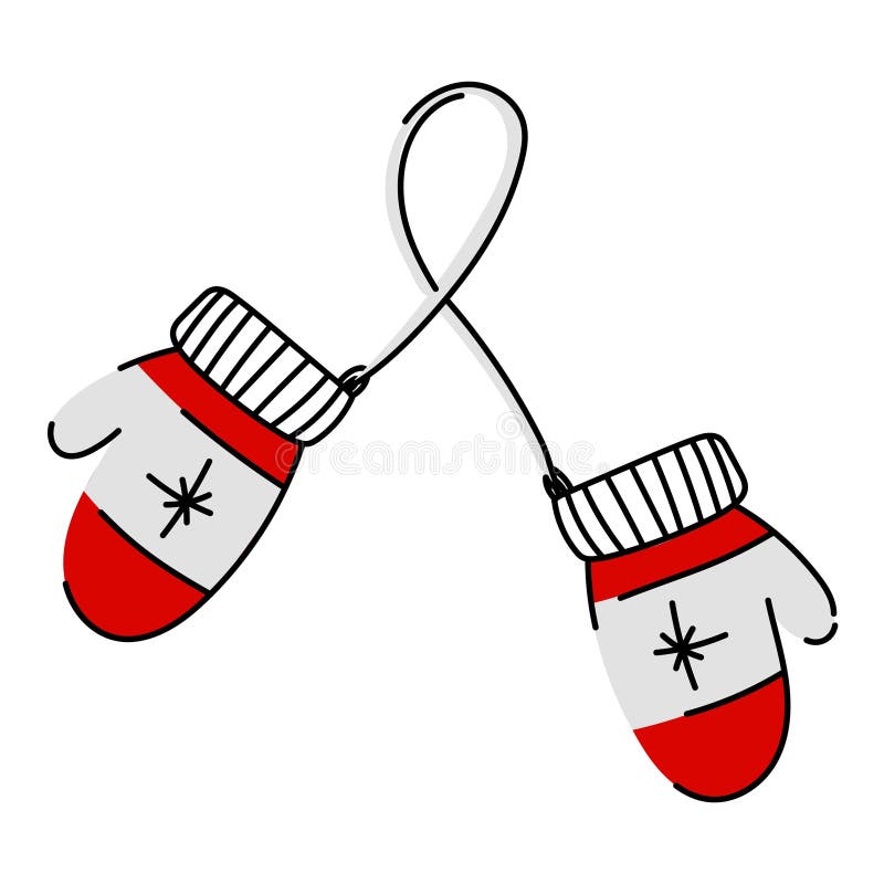 Knitted Mittens are Knitted with a Thread in a Flat Style. an ...