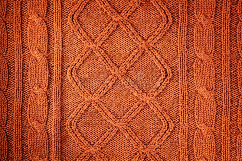 Knitted Orange Natural Wool Texture Background Stock Image - Image of ...