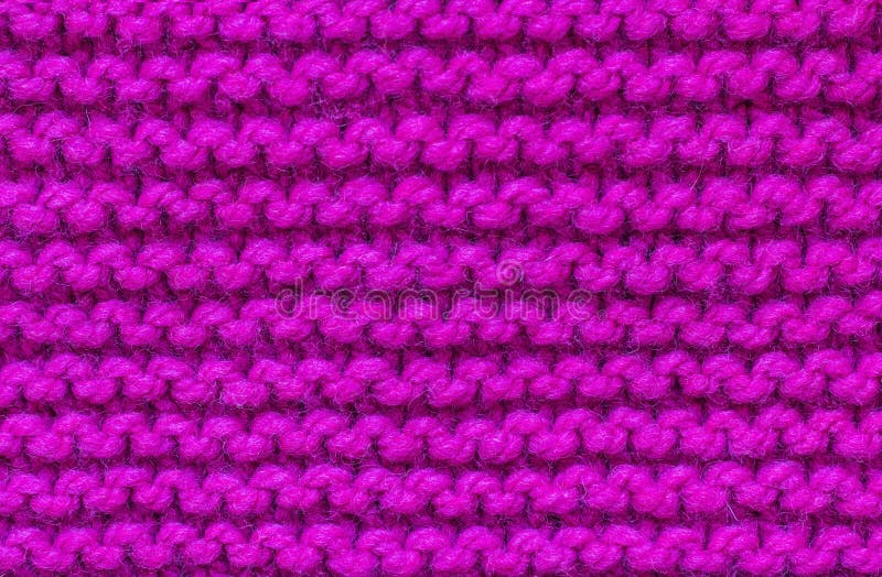 Knitted Pattern Front and Back Loops of Pink Wool Stock Photo - Image ...
