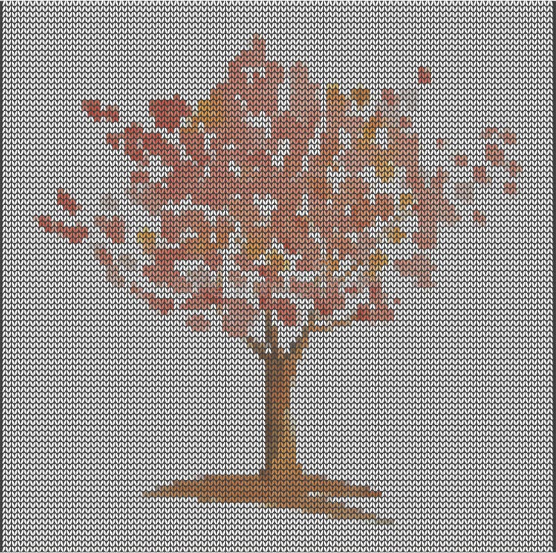 Knitted pattern with tree stock vector. Illustration of design - 61560551