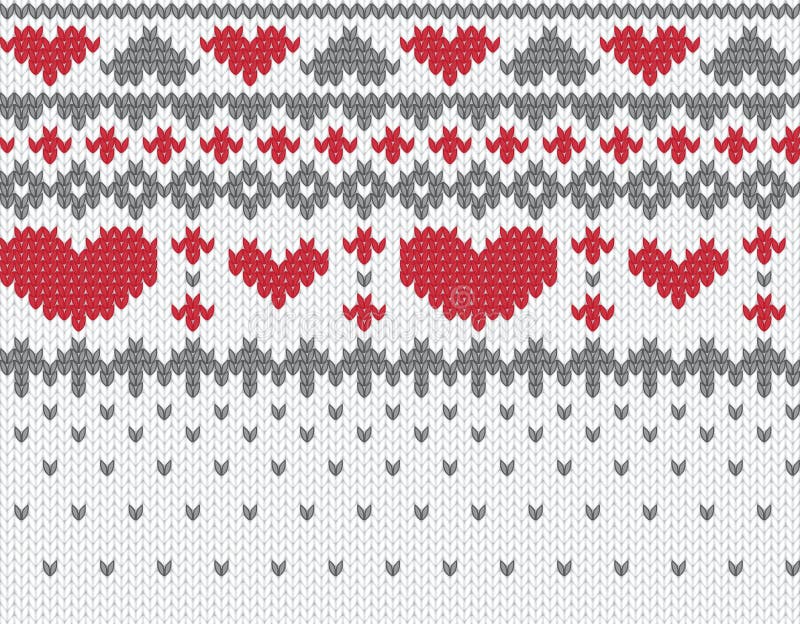 Knitted Pattern Vector with Hearts Stock Vector - Illustration of handiwork, repeat: 22835858