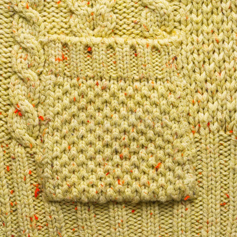 Knitted Pocket on a Knitted Sweater Stock Image - Image of background ...