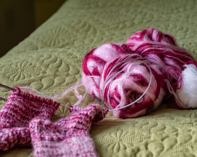 Knitted Socks, Colored Thread Thread and Needles, Knitted in the Magic ...