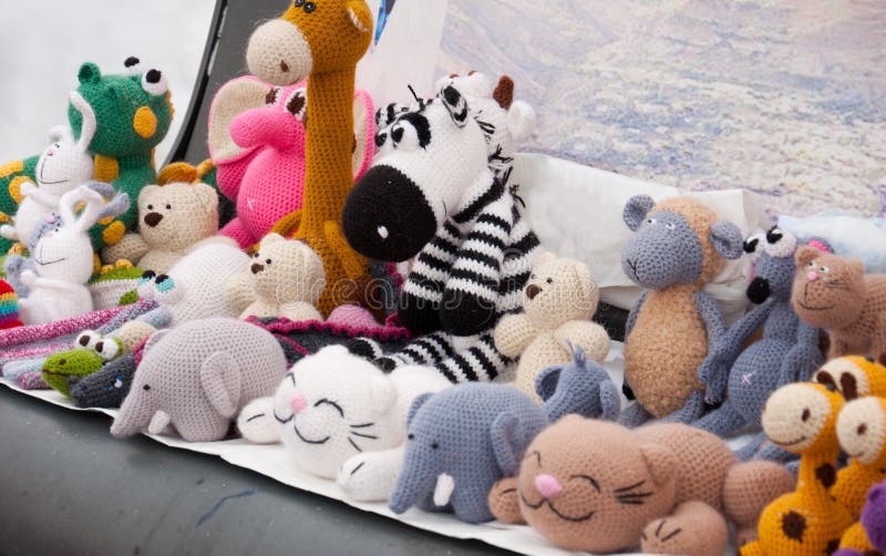 Knitted Soft Toys, Handmade Stock Image - Image of soft, hook: 22571695