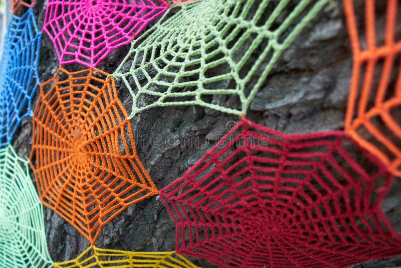 Knitted web of spider stock photo. Image of knitted - 144515800