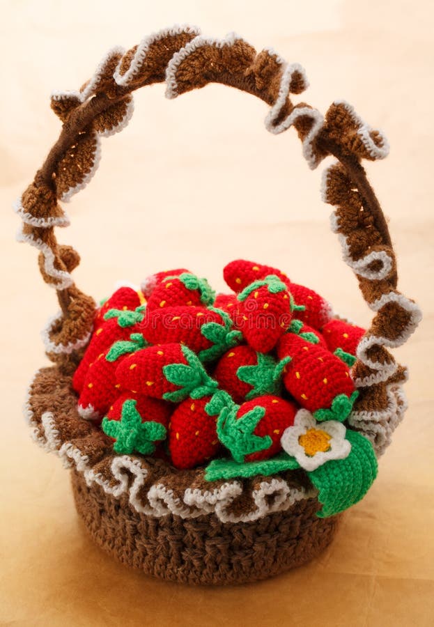 Knitted Strawberry in Basket Stock Photo - Image of berry, garden: 46629676