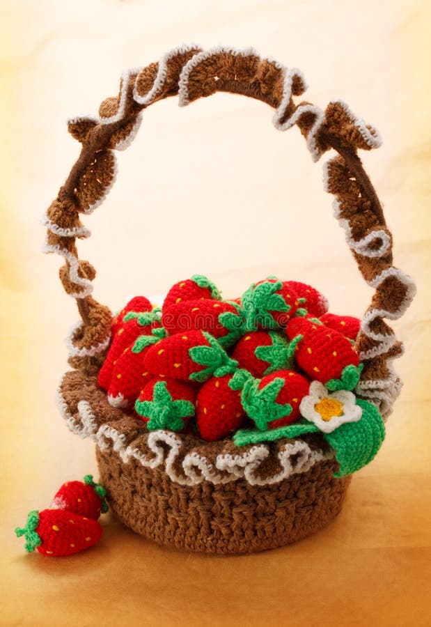 Knitted Strawberry in Basket Stock Image - Image of organic, garden ...