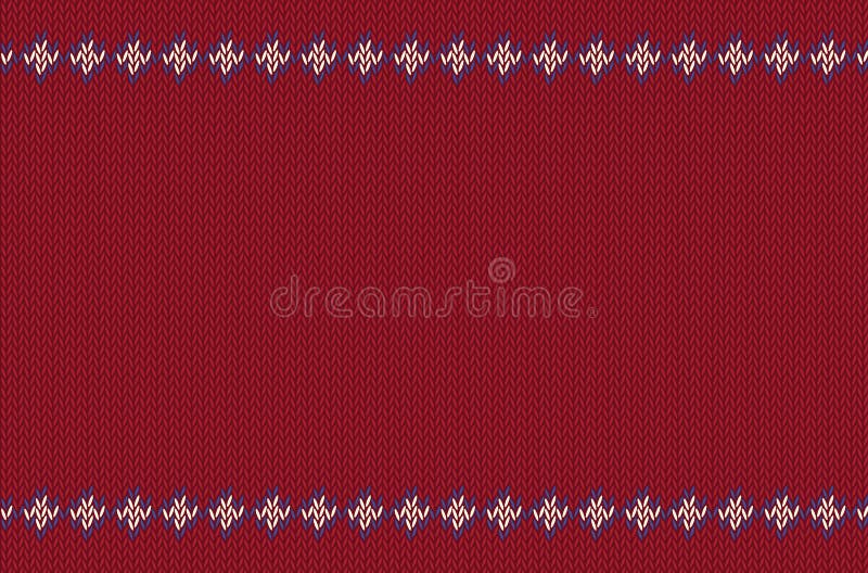 Knitted Striped Pattern on Red Woolen Background. Stock Vector ...