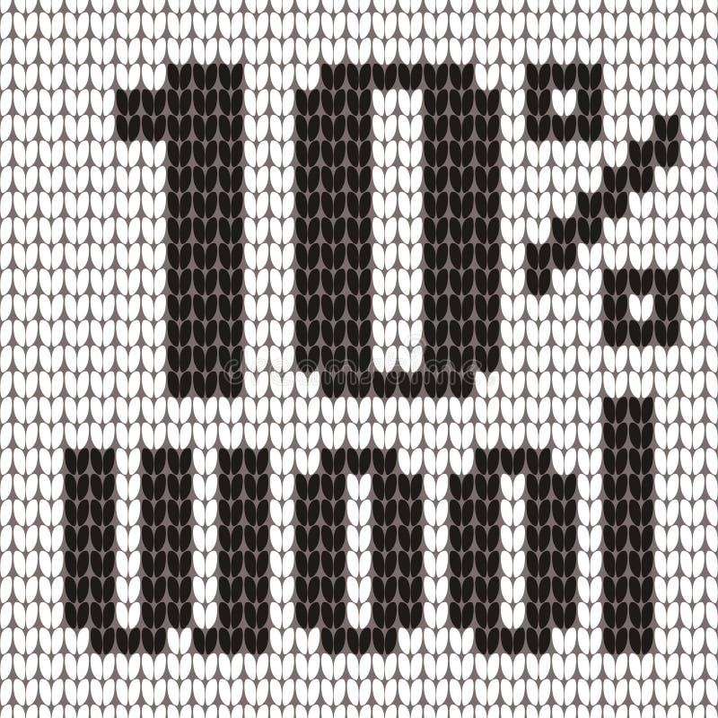 Knitted Text. 10 Wool. in Black and White Colors. Vector Illustration ...