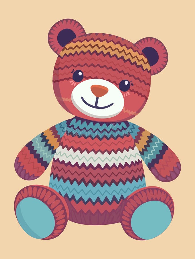 Knitted Toy Bear. Vector Isolated Illustration Stock Illustration ...