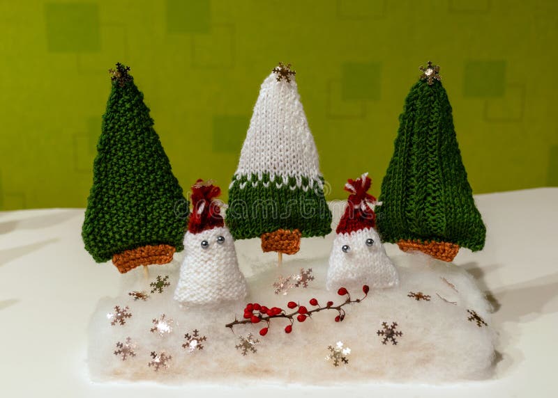 Knitted Trees and Gnomes, Knitted Christmas Decorations, Waiting for ...