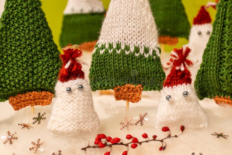 Knitted Trees and Gnomes, Knitted Christmas Decorations, Waiting for ...