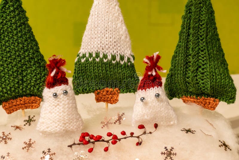 Knitted Trees and Gnomes, Knitted Christmas Decorations, Waiting for ...