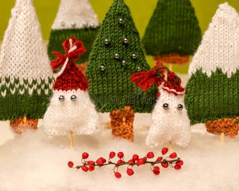 Knitted Trees and Gnomes, Knitted Christmas Decorations, Waiting for ...
