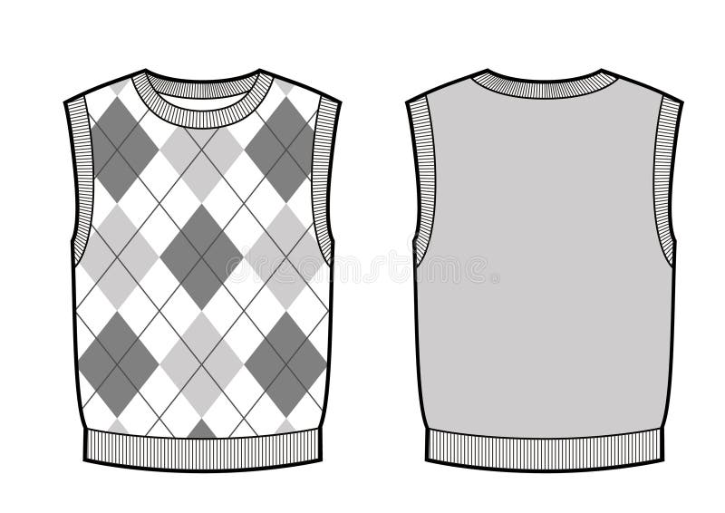 Knitted Vest with Diamond Pattern. Technical Sketch. Stock Vector ...