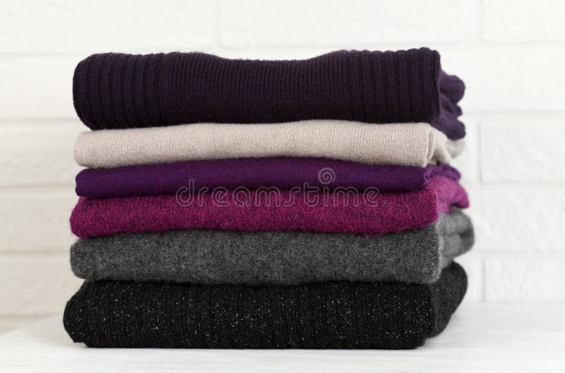 Knitted Wool Sweaters of Different Colors Stock Photo - Image of autumn ...