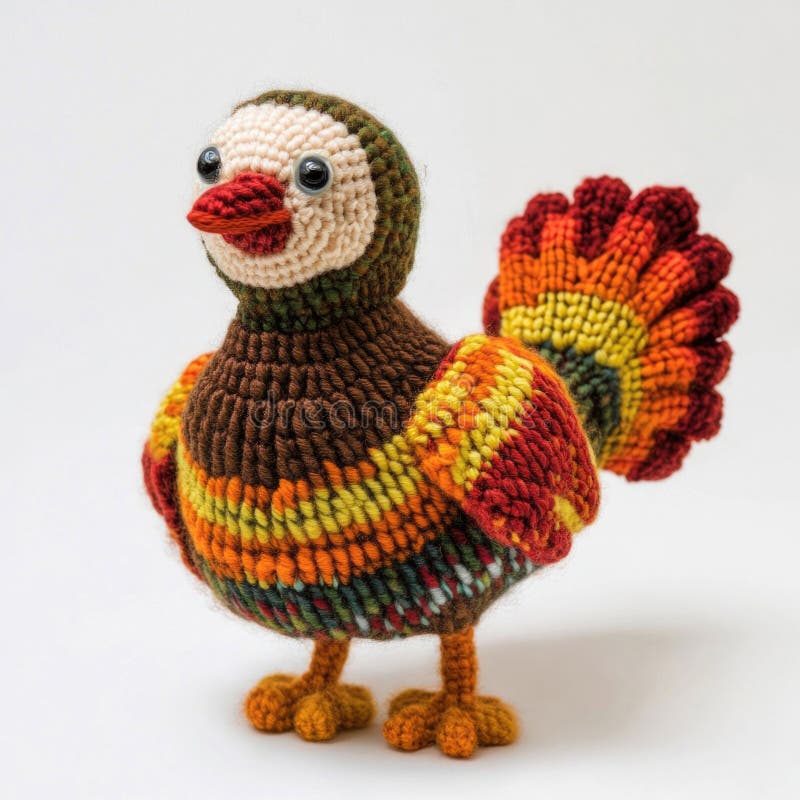 A Knitted Wool Turkey on a White Background Stock Illustration ...