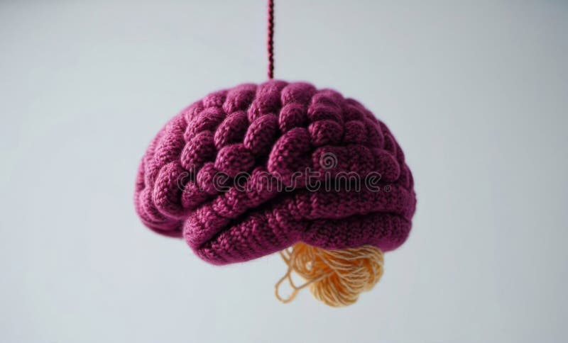 Knitted Yarn Human Brain . Generative Ai Stock Illustration ...