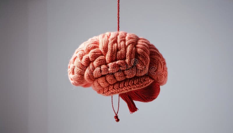 Knitted Yarn Human Brain . Generative Ai. AI Stock Illustration ...