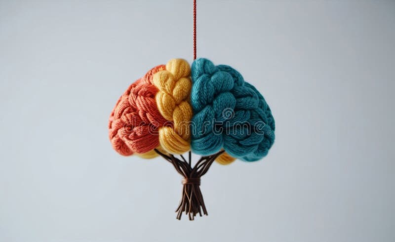 Knitted Yarn Human Brain . Generative Ai. AI Stock Illustration ...