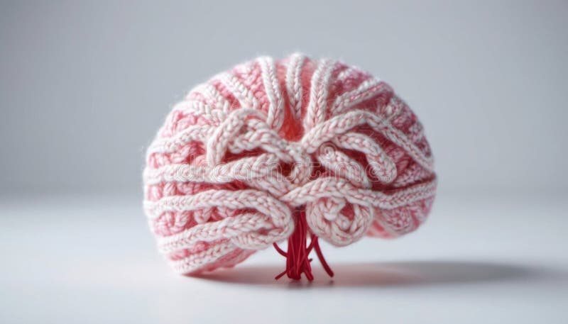 Knitted Yarn Human Brain . Generative Ai. AI Stock Illustration ...