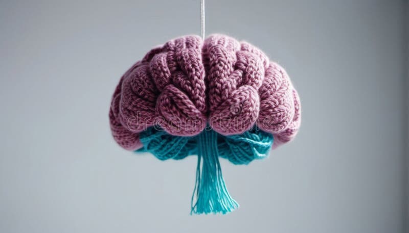 Knitted Yarn Human Brain . Generative Ai. AI Stock Illustration ...