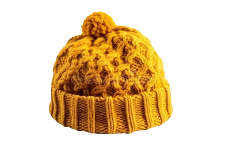 Knitted Yellow Hat on Isolated White Background Stock Illustration ...