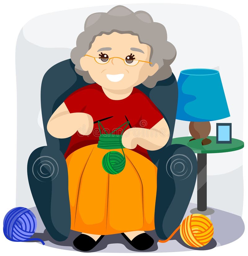 Knitting lady stock vector. Illustration of chair, cutout - 32738040