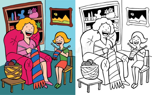 Cartoon Lady Knitting Stock Illustrations – 553 Cartoon Lady Knitting ...