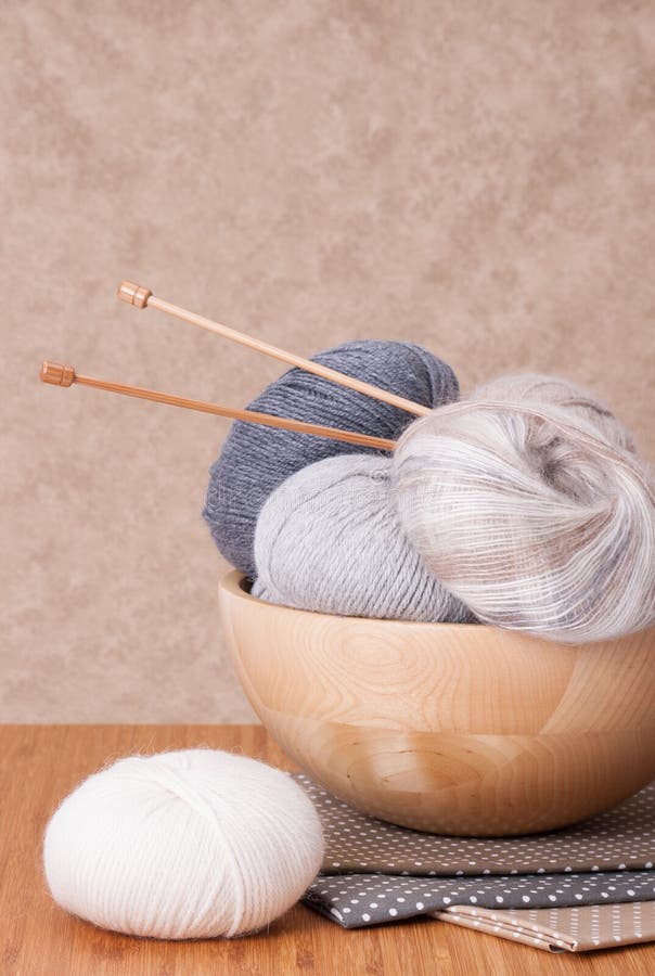 Knitting Accessories. Yarn Balls Stock Image - Image of linen, fashion ...