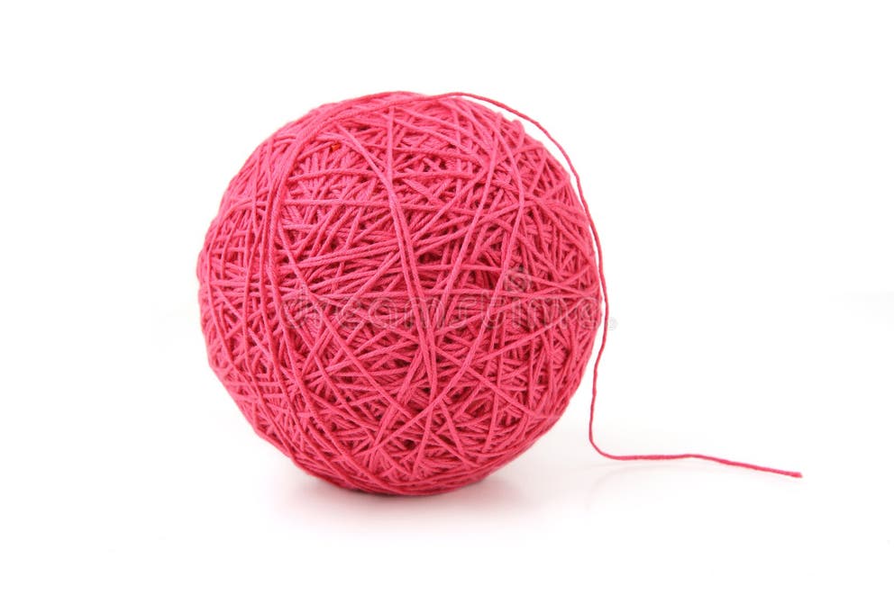 Pink Big Cotton Thread Ball Isolated on White Background. Stock Photo ...