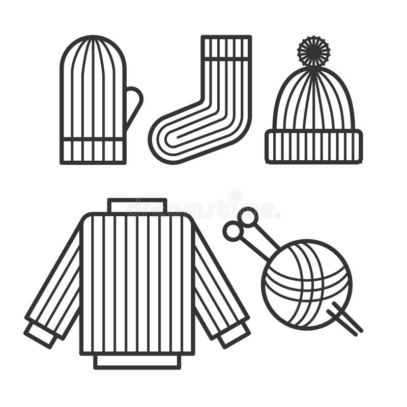 Knitting Clothes Icon Set stock vector. Illustration of craft - 244132945