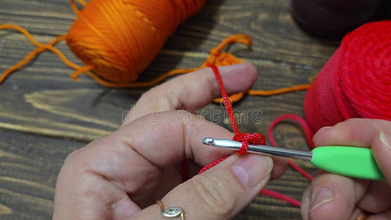 Knitting a Cord Pattern with a Crochet Hook. Step-by-step Instructions ...
