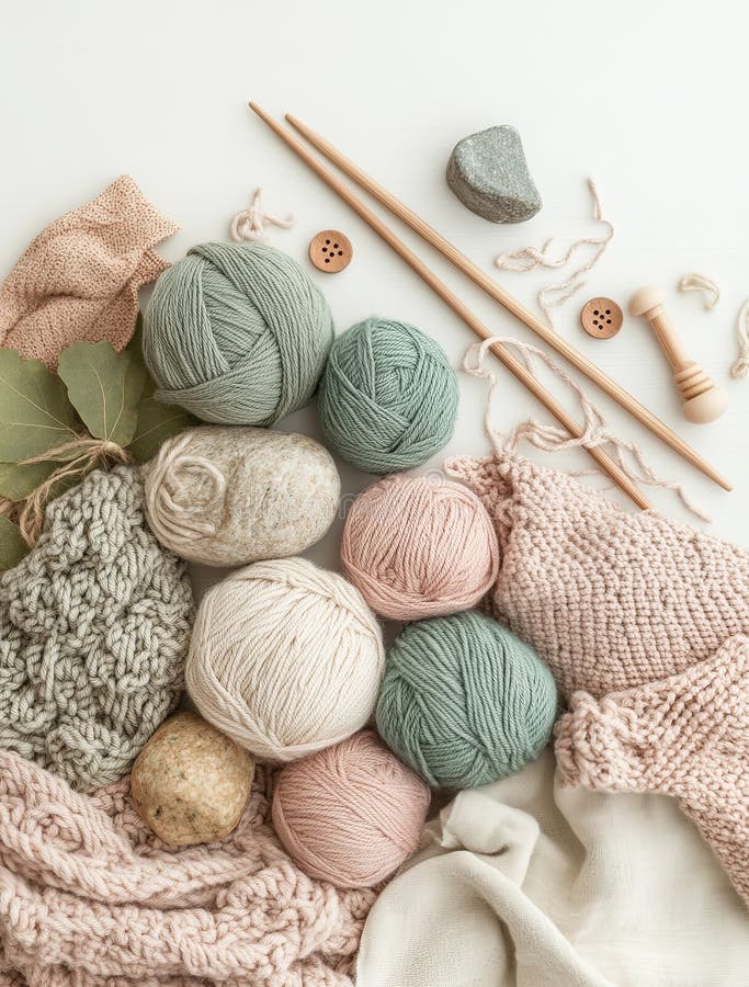 Knitting and Crocheting Kit Mood Board Quality Picture Quality. Stock ...