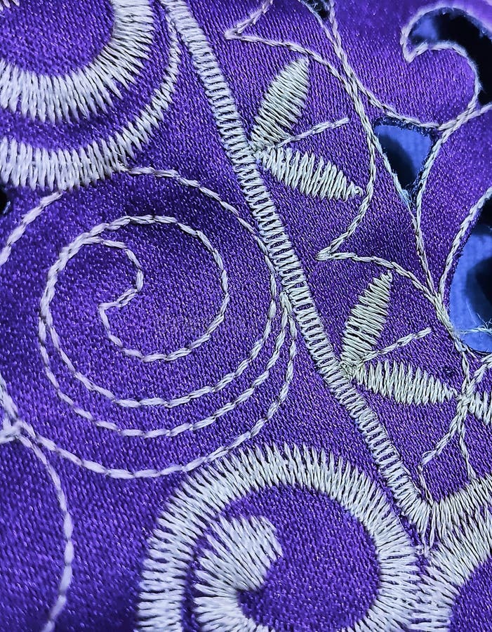 Knitting Decorative Motifs from Sewing Thread on a Tablecloth Stock ...