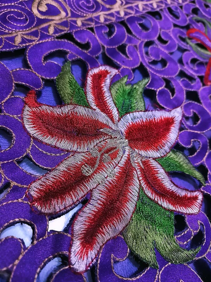 Knitting Decorative Motifs from Sewing Thread on a Tablecloth Stock ...